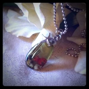 Vintage | Jewelry | Vintage Lucite Embedded Shells Seaweed Pendant ...